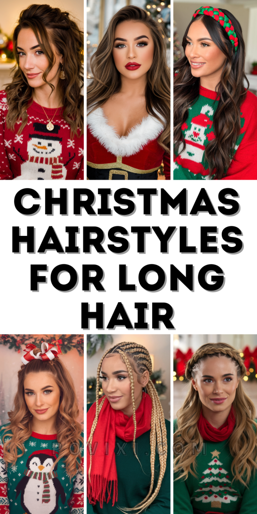 36 Christmas Hairstyles for Long Hair 2024-2025 Including Curly Easy ...