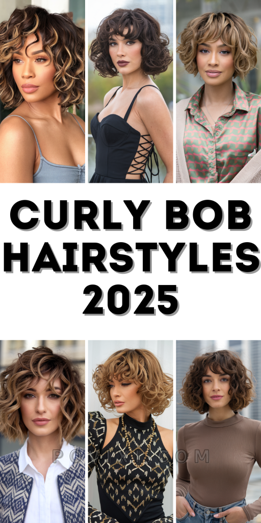 34 Curly Bob Hairstyles 2025 with Bangs, Braids, Side Part and Middle ...