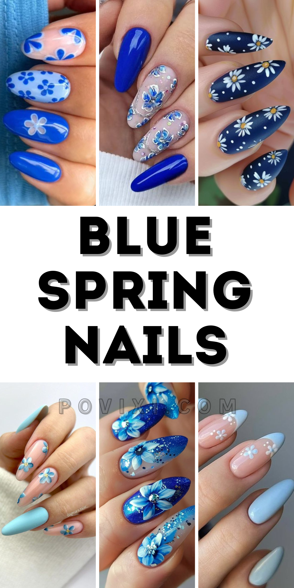 Blue Spring Nails 2025: 23 Ideas For Almond, Coffin, Oval, Square Shape ...