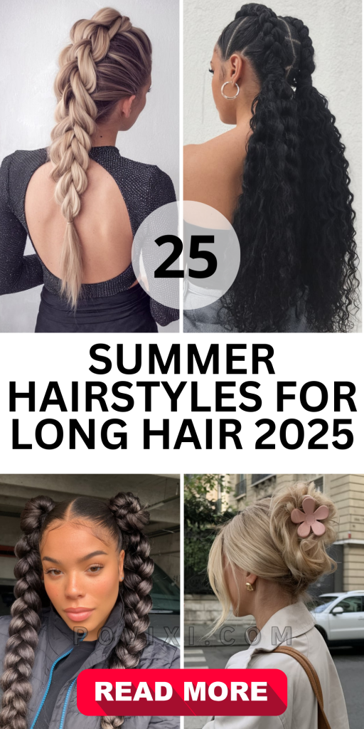 25 Summer Hairstyles for Long Hair 2025: Easy Braids, Cute Updos, Half Up Styles, Ponytails, and ...